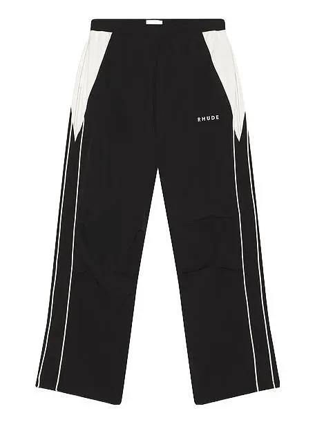 Rhude Ramona Piping Track Pant In Black - Black & White