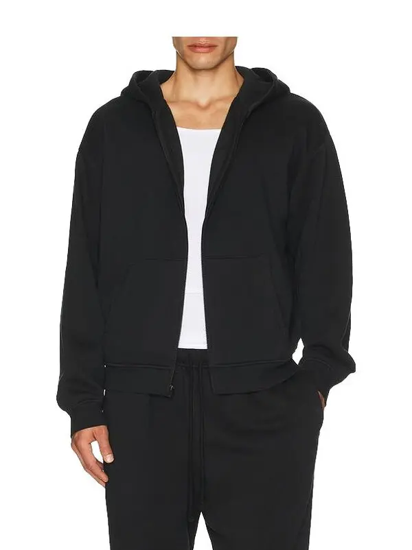 SKIMS Fleece Zip Up Hoodie - Washed Onyx