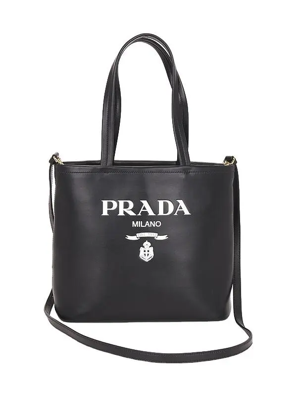 FWRD RENEW Prada Vitello Logo Tote - Black