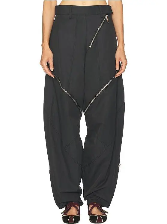 Attico Zipper Long Pant - Dark Grey