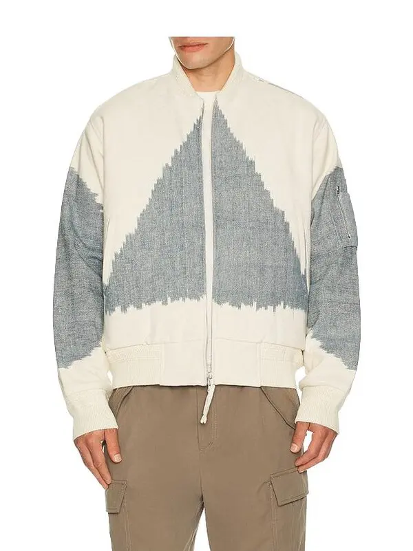 KARDO Max Oversized Quilted Bomber Jacket - Off White & Air Blue