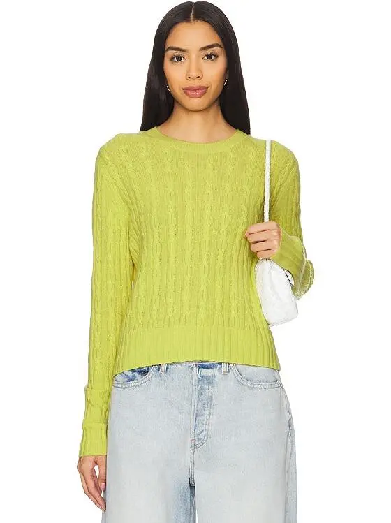 Guest In Residence Cable Shrunken Cashmere Crew Sweater - Lemon