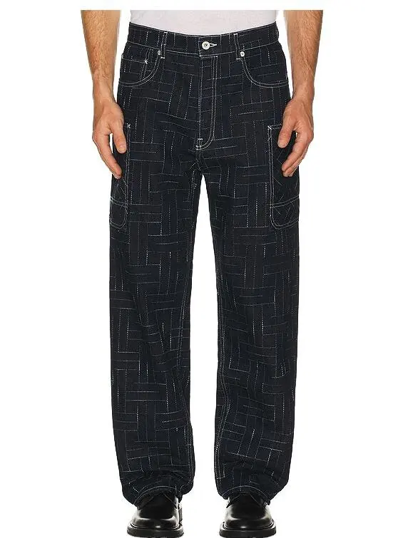 Kenzo Weave Cargo Monkey Fit Jeans - Rinse Blue Denim