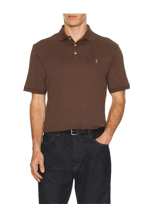 Polo Ralph Lauren Short Sleeve Soft Touch Polo In Brown - Nutmeg Brown Heather
