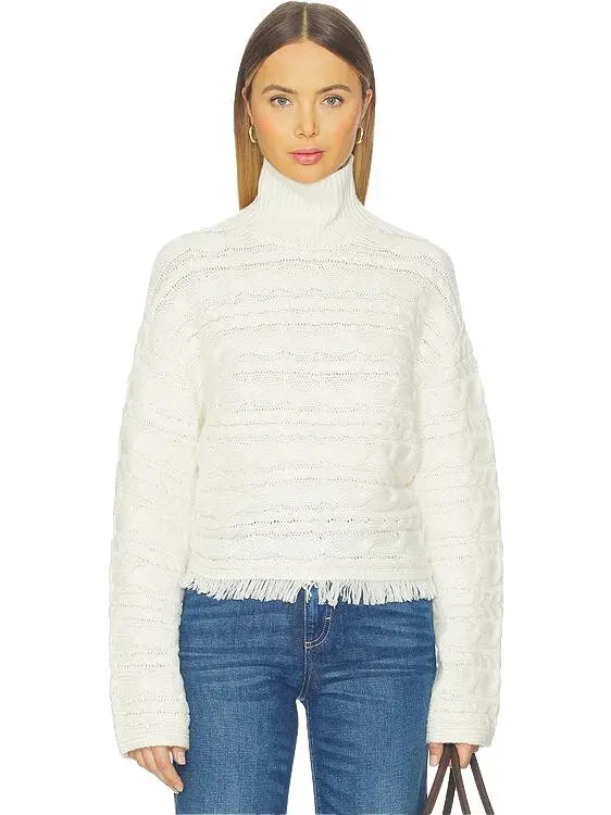 Guest In Residence Cropped Cable Turtleneck Sweater - Cream