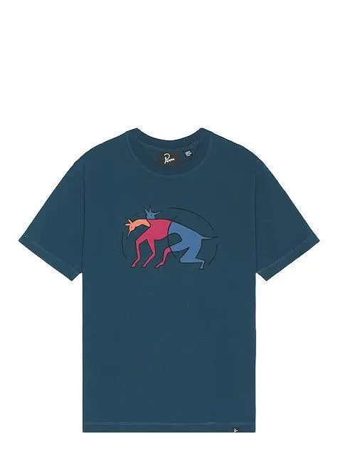 PARRA The Zoomies T-shirt In Blue - Mallard Green