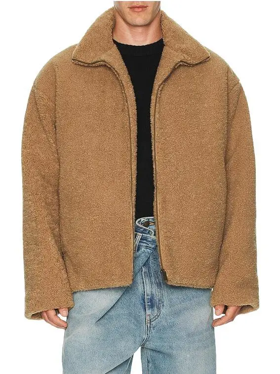 DARKPARK Faux Shearling Drop Shoulder Jacket - Camel