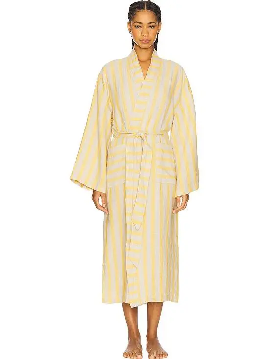 PARACHUTE Linen Stripe Robe - Natural & Yellow