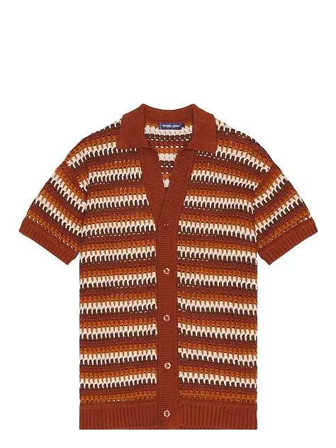 Frescobol Carioca Pinto Crochet Shirt In Brown - Silk Brown