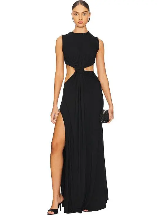 SID NEIGUM Twisted Cutout Maxi Dress - Black