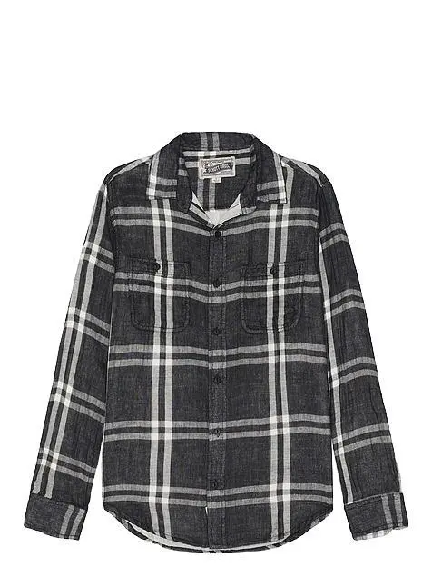SCHOTT Double Weave Plaid Work Shirt - Black