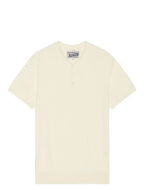 SCHOTT Basket Weave Polo In White - Off White