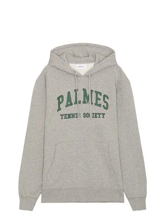 PALMES Mats Hooded Sweatshirt - Grey Melange & Green
