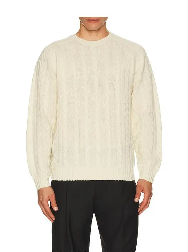 BEAMS Crew Cable 5g - Off White
