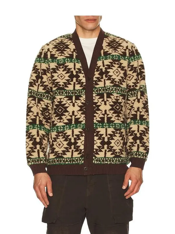 BEAMS Boa Jacquard Cardigan - Brown