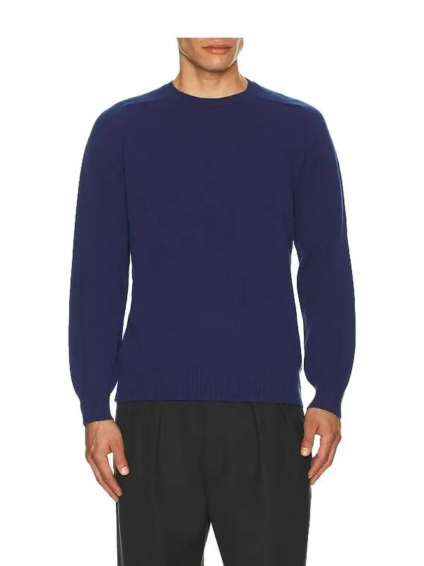 BEAMS Crew 9g Sweater - Blue