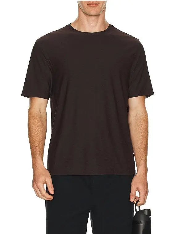 Beyond Yoga Featherweight Always Beyond Crew Tee 2.0 In Brown - Dark Chocolate Heather