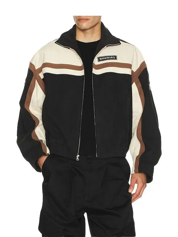 NAHMIAS Canvas Moto Bomber - Black & Brown