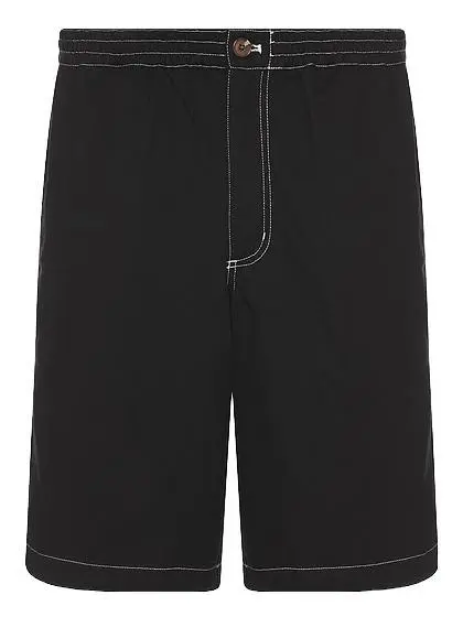 METALWOOD STUDIO Contrast Stitch Elastic Waist Short - Black