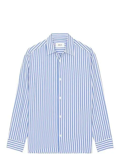 Nn07 Freddy Shirt In Baby Blue - Blue Stripe