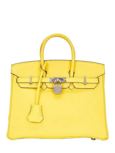 FWRD RENEW Hermes Taurillon Clemence Birkin 25 Handbag - Jaune De Naple