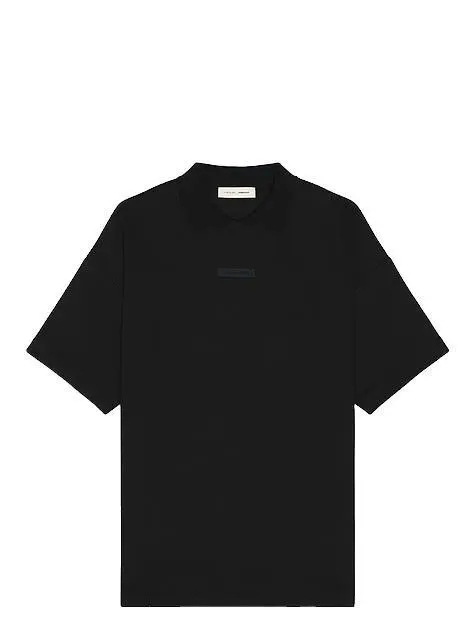 Fear Of God 90s Fit Pique Polo In Black - Jet Black