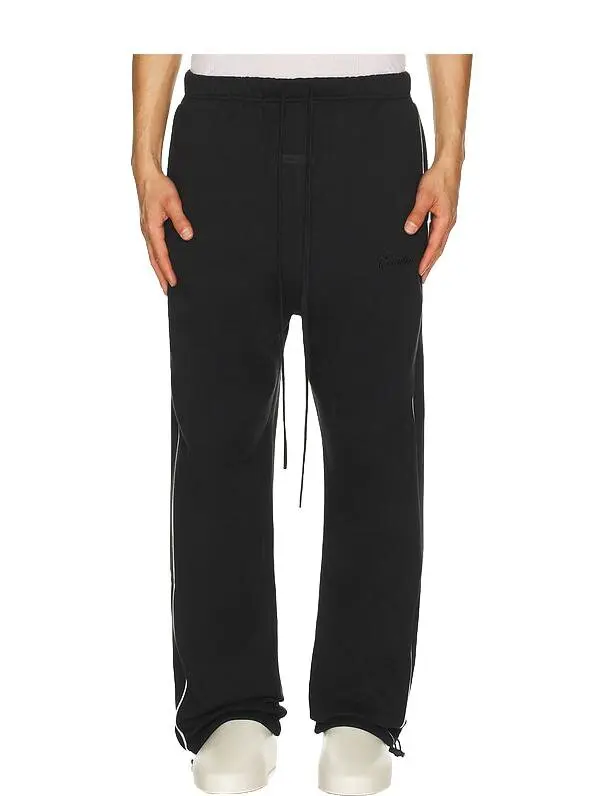 Fear Of God Sporty Nylon Relaxed Sweatpant With Piping In Black - Jet Black & Cloud White