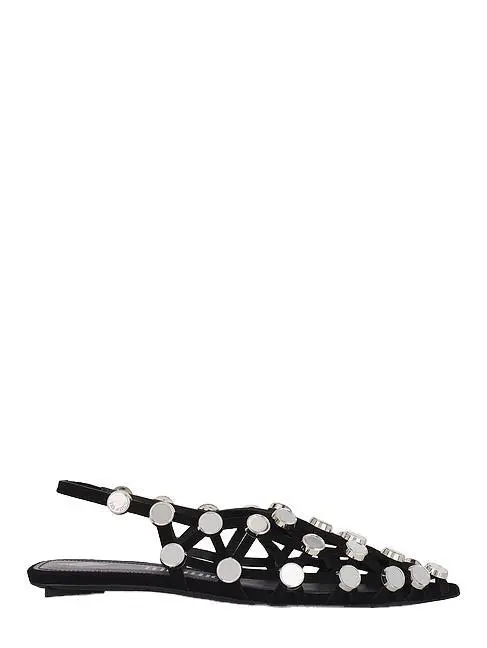 Attico Grid Ballerina Flat - Black