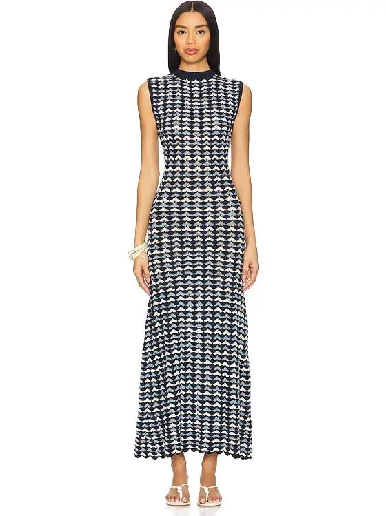 Escvdo Pacifico Maxi Dress - Navy  Baby Blue  & Ivory