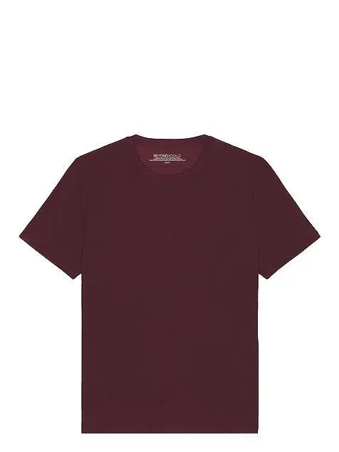 Beyond Yoga Always Beyond Crew Tee 2.0 In Burgundy - Midnight Burgundy Heather