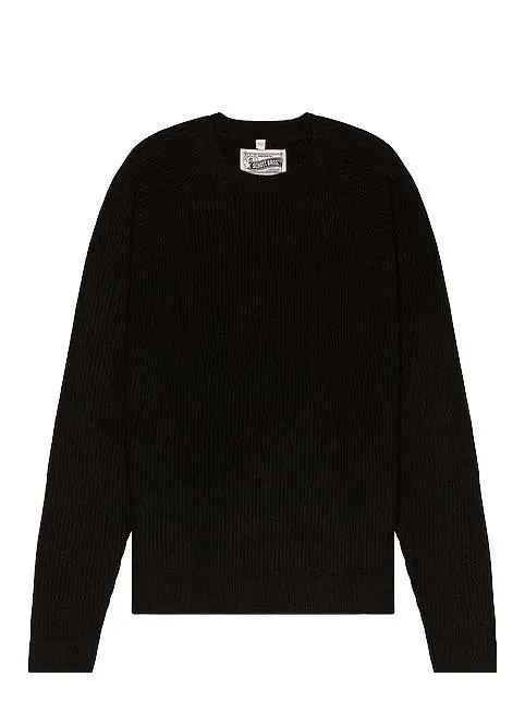 SCHOTT Ribbed Wool Crewneck Sweater - Black