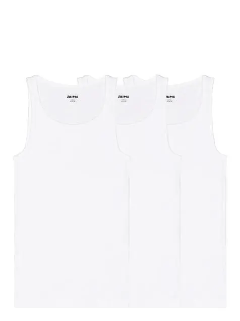 SKIMS Cotton Rib Tank 3-pack In White - Chalk