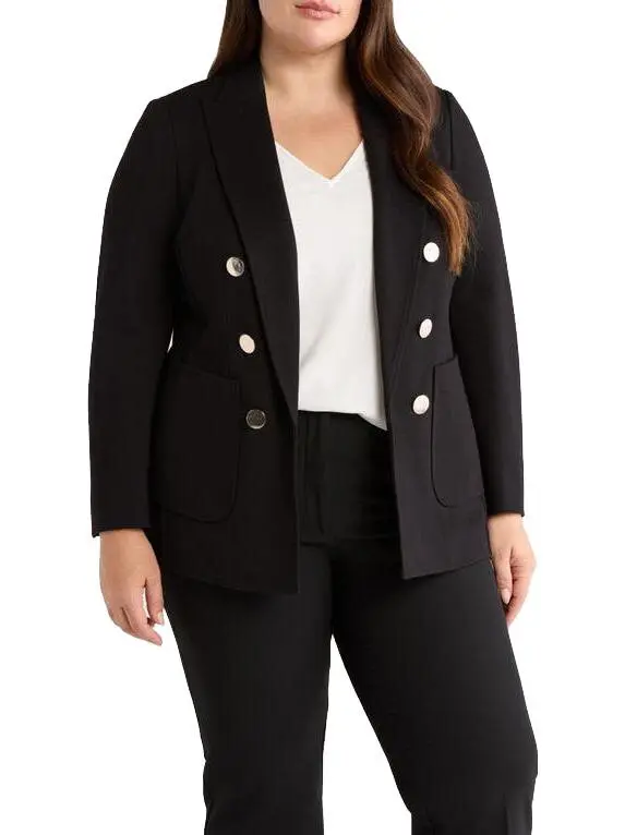 Anne Klein Faux Double Breasted Blazer - Anne Black