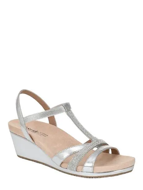 LIFESTRIDE Mimosa Slingback Platform Wedge Sandal - Silver