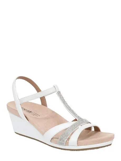 LIFESTRIDE Mimosa Slingback Platform Wedge Sandal - White
