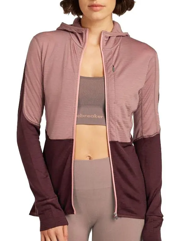 Icebreaker Tencel & Merino 200 Realfleece Descender Zip Hoodie - Summit/java/acid Pink