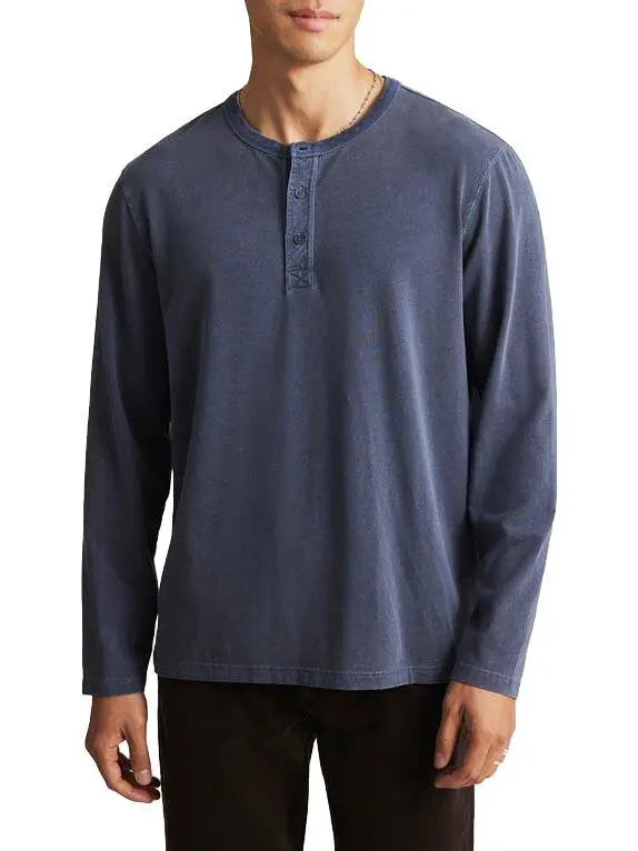 MAVI Long Sleeve Cotton Blend Henley - Outer Space