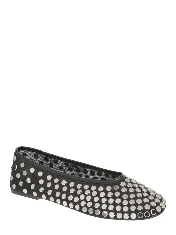 Mango Savoir Studded Mesh Flats - Black