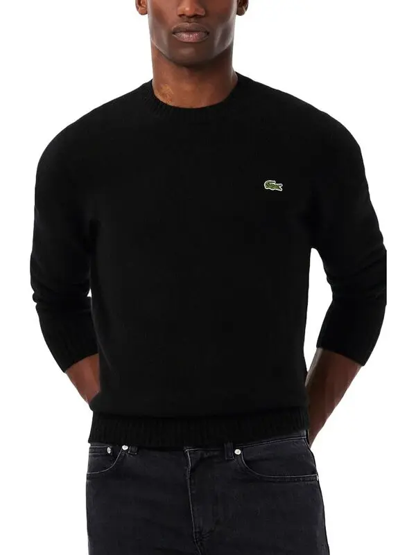 Lacoste Classic Fit Cashmere Crewneck Sweater - Black