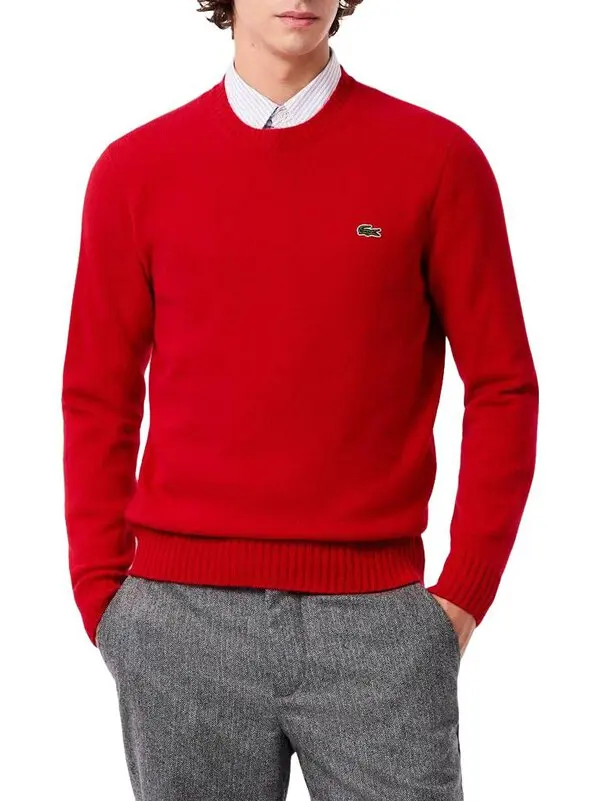 Lacoste Classic Fit Cashmere Crewneck Sweater - Red