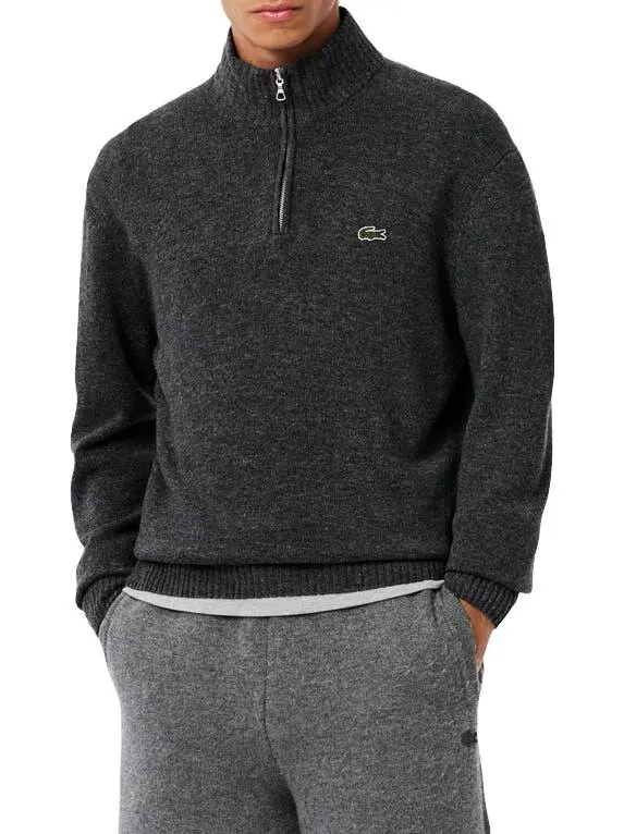 Lacoste Classic Fit Wool Quarter-zip Sweater - Pitch Chine