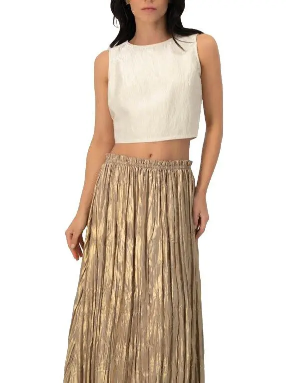 IVONNE Cropped Sleeveless Top With Back Zip - Natural