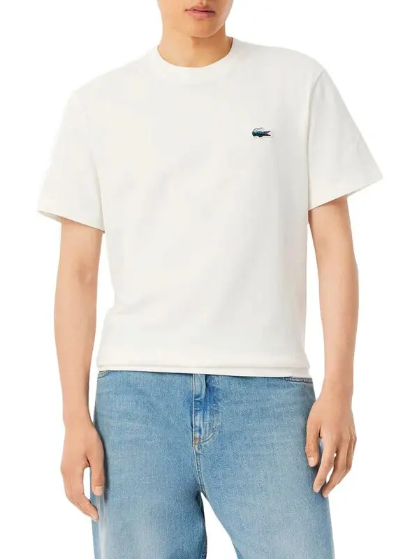 Lacoste Landscape Crocodile Heavy Pima Cotton Jersey T-shirt - Flour