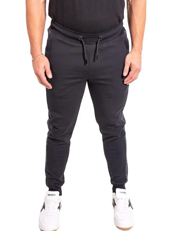MACEOO Ascension Side Stripe Cotton Blend Joggers - Black
