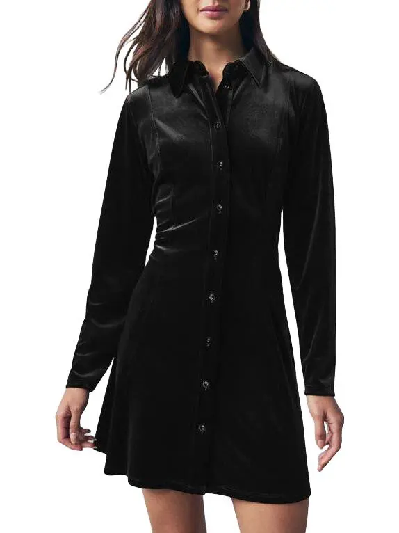 NEXT Velvet Mini Shirtdress - Black