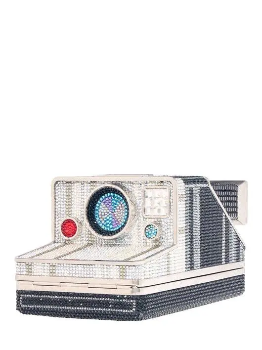 Judith Leiber Elsa Instant Camera Crystal Clutch - Silver Jet Multi