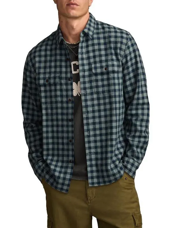 Lucky Brand Humboldt Plaid Twill Utility Shirt - Green Multi
