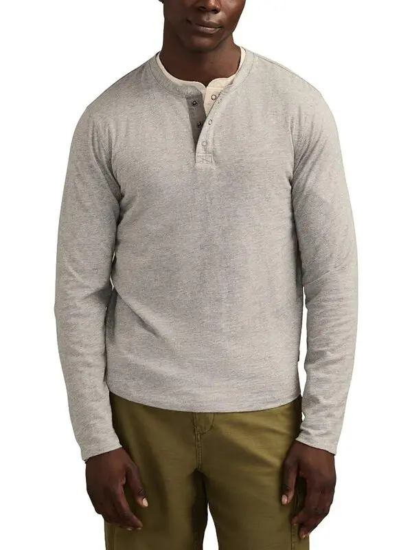 Lucky Brand Slubbed Heather Cotton Henley - Heather Grey