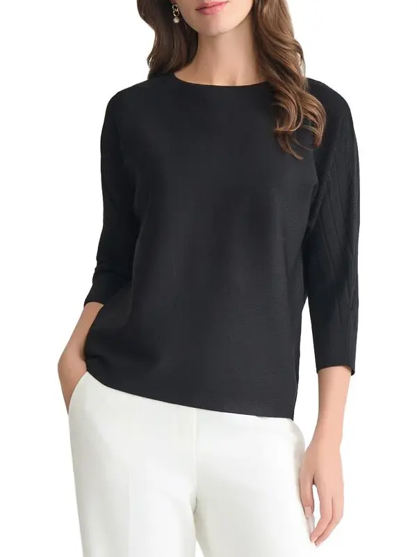 KASPER Boat Neck Dolman Sleeve Sweater - Black