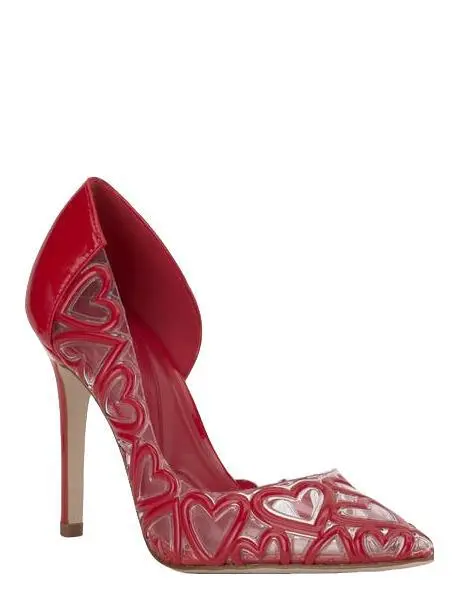 Jessica Simpson Palvin Half D'orsay Pointed Toe Pumps - Red Muse/clear